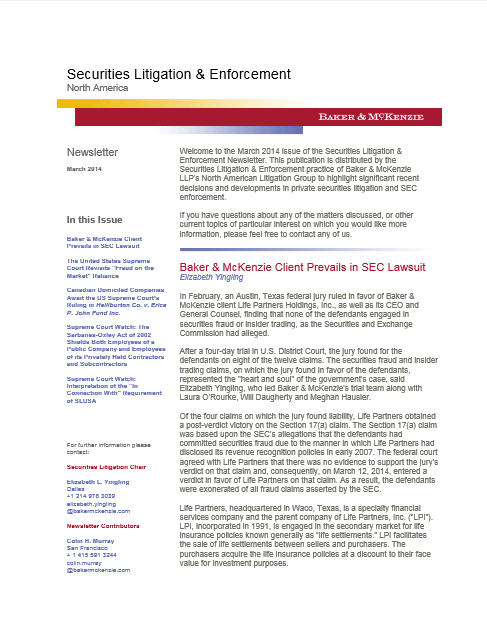 Securities Litigation & Enforcement - Ethisphere Magazine